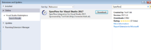 Installing Specflow Extension in Visual Studio