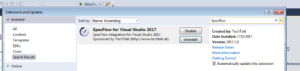 Installing Specflow Extension in Visual Studio